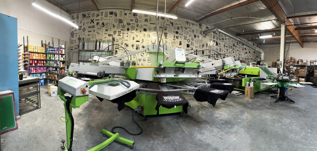 Videos and photos of our screen printing shop in Lakewood, CA